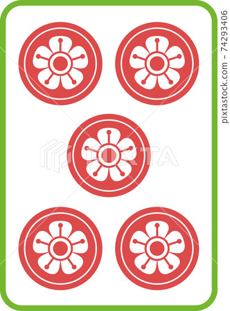 Red five-cylinder mahjong tile tile red tile... - Stock Illustration ...