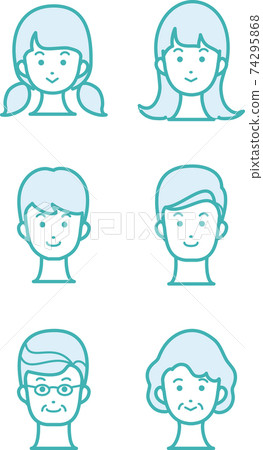 Family icon face person illustration set - Stock Illustration [74295868 ...
