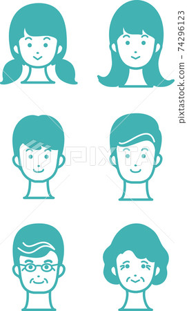 Family icon face smile person illustration set - Stock Illustration ...