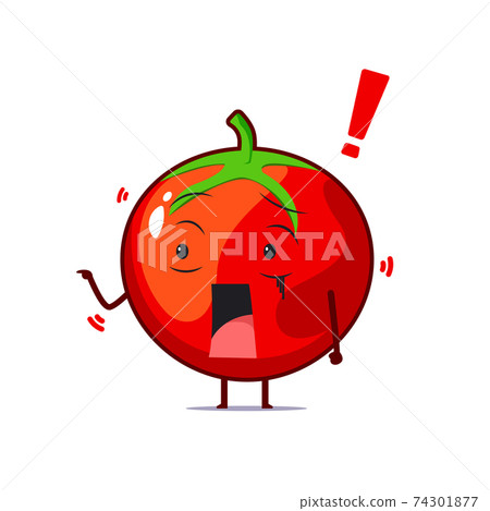 Cute tomato character got shocked isolated on... - Stock Illustration ...