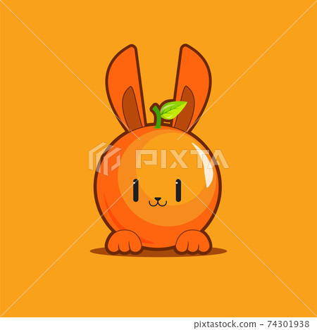 orange mascot character illustration with bunny... - Stock Illustration ...