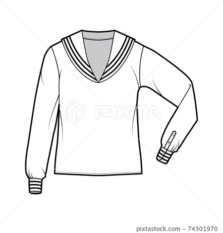 Shirt middy sailor suit technical fashion... - Stock Illustration ...
