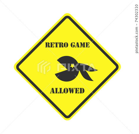 Square yellow sign. Retro game allowed sign... - Stock Illustration ...