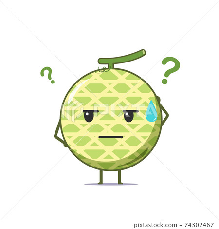 Cute melon character feel puzzled isolated on... - Stock Illustration ...