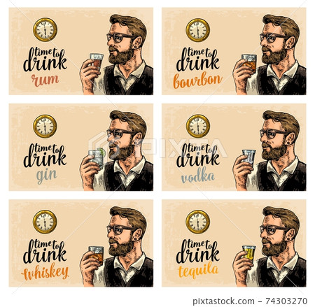 Hipster holding a glasses alcohol drinks and... - Stock Illustration ...