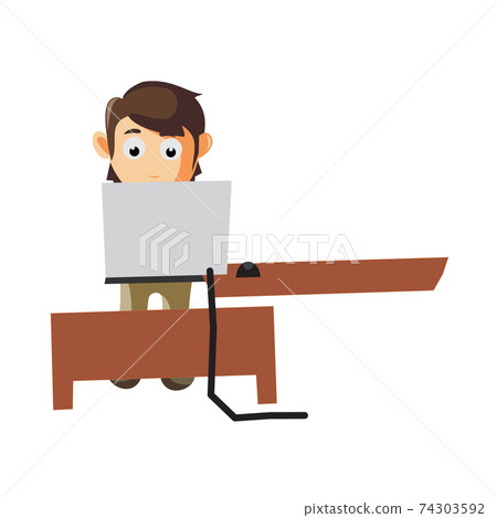 Business man Behind Computer cartoon character... - Stock Illustration ...