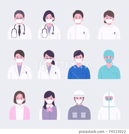 Simple face icon set mask for healthcare... - Stock Illustration ...