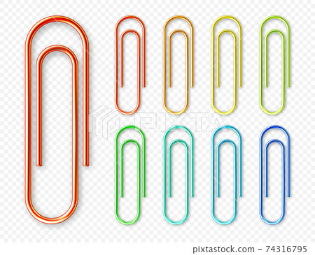 Realistic colorful metal paper clips on... - Stock Illustration ...