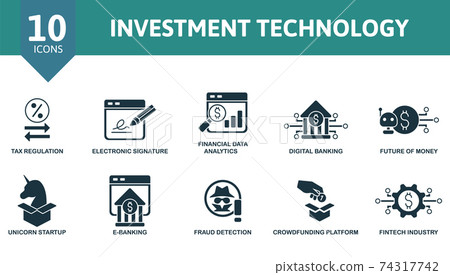 Investment Technology icon set. Collection... - Stock Illustration ...