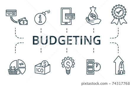Budgeting icon set. Collection contain pack of... - Stock Illustration ...