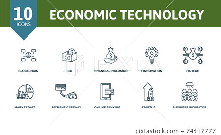 Economic Technology icon set. Collection... - Stock Illustration ...