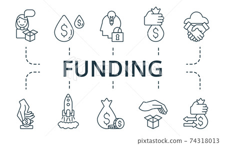 Funding icon set. Collection contain pack of... - Stock Illustration ...