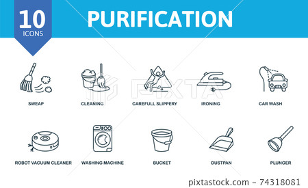 Purification icon set. Collection contain... - Stock Illustration ...