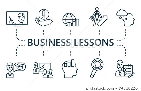 Business Lessons icon set. Collection contain... - Stock Illustration ...