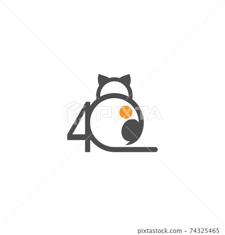 Cat icon logo with number 4 template design vector - Stock Illustration ...