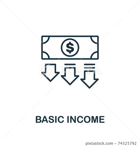 Basic Income outline icon. Thin line concept... - Stock Illustration ...