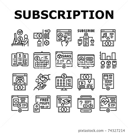 Subscription Content Collection Icons Set Vector - Stock Illustration ...