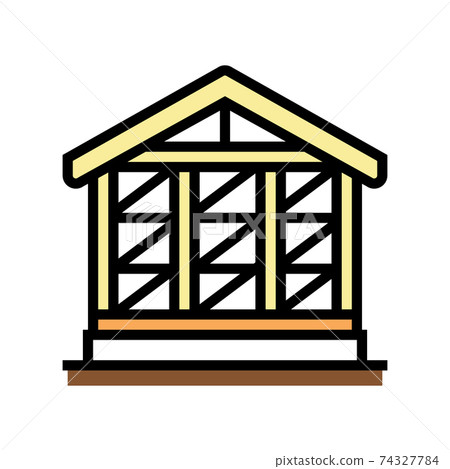 wooden frame building color icon vector... - Stock Illustration ...