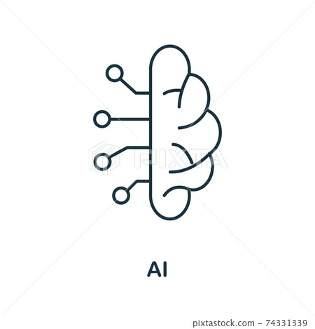 Ai line icon. Simple element from digital... - Stock Illustration ...