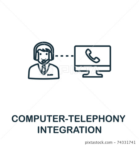 Computer-Telephony Integration outline icon.... - Stock Illustration ...