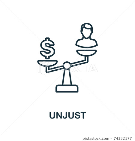 Unjust icon. Thin outline style design from... - Stock Illustration ...