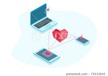 Send heart messages on long-distance... - Stock Illustration [74332645 ...