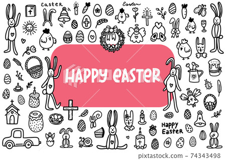 Easter doodles set. Hand-drawn vector... - Stock Illustration [74343498 ...