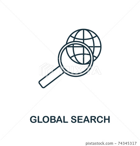 Global Search vector icon symbol in outline... - Stock Illustration ...