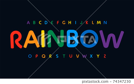 Awesome Rainbow color alphabet. Rounded... - Stock Illustration ...