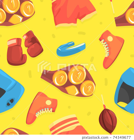 Boxing Accessories Seamless Pattern, Clothing... - Stock Illustration ...