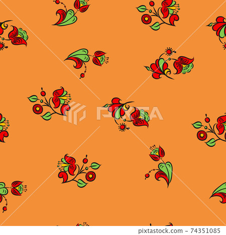 Slavic floral vector seamless pattern with wild... - Stock Illustration ...