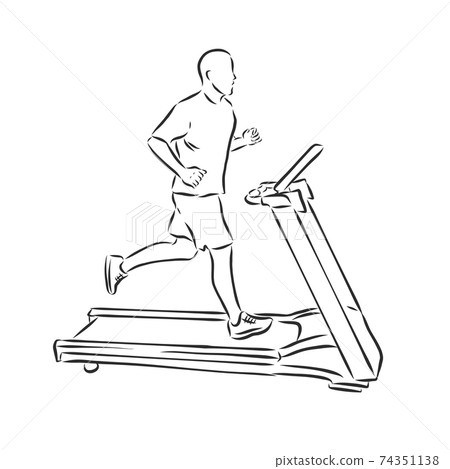 Treadmill doodle style sketch illustration hand... - Stock Illustration ...