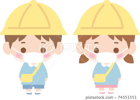 Children's boys and girls wearing masks - Stock Illustration [74351551 ...