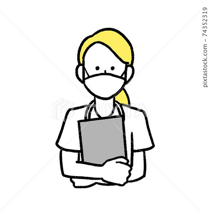 Illustration of a nurse Upper body icon - Stock Illustration [74352319 ...