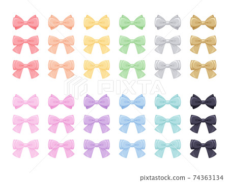 Cute pastel ribbon illustration material set - Stock Illustration ...