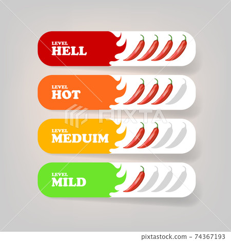 Spicy hot red chili pepper banners or stickers... - Stock Illustration ...