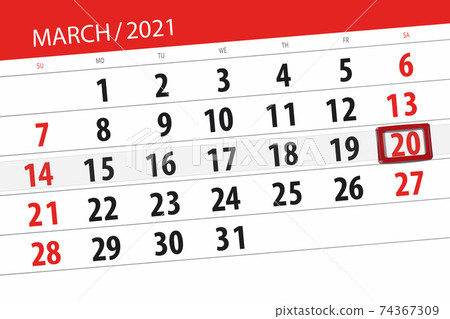 Calendar planner for the month march 2021,... - Stock Illustration ...