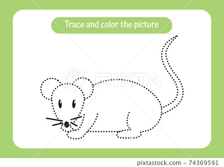 Mouse. Trace and color the picture. Educational... - Stock Illustration ...