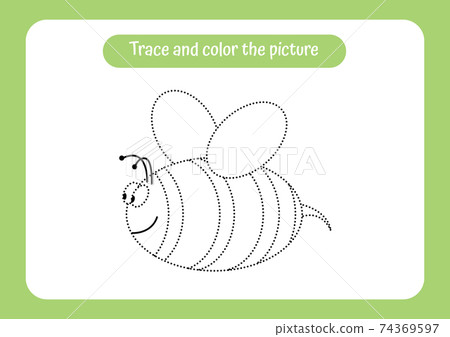 Bee. Trace and color the picture. Educational... - Stock Illustration ...