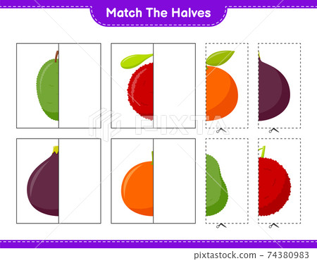 Match the halves. Match halves of Fruits.... - Stock Illustration ...
