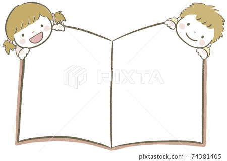 Book frame and smiling cute kid - Stock Illustration [74381405] - PIXTA