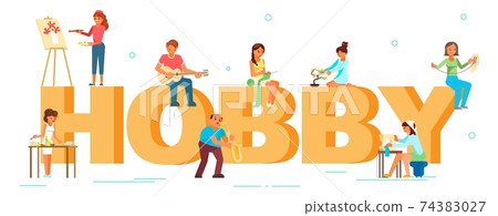 Hobby typography banner template. People... - Stock Illustration ...