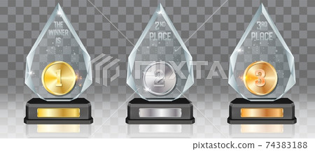 Acrylic glass trophy award mockup set, vector... - Stock Illustration ...