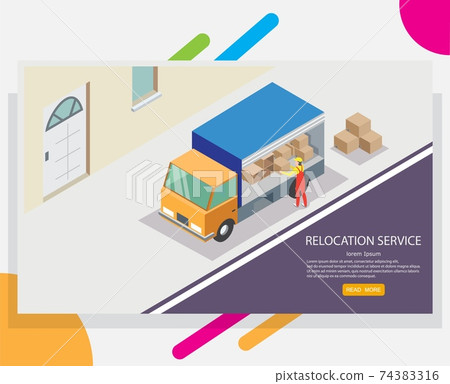 Relocation service vector web banner design... - Stock Illustration ...