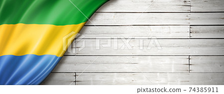 Gabonese flag on old white wall banner - Stock Illustration [74385911 ...