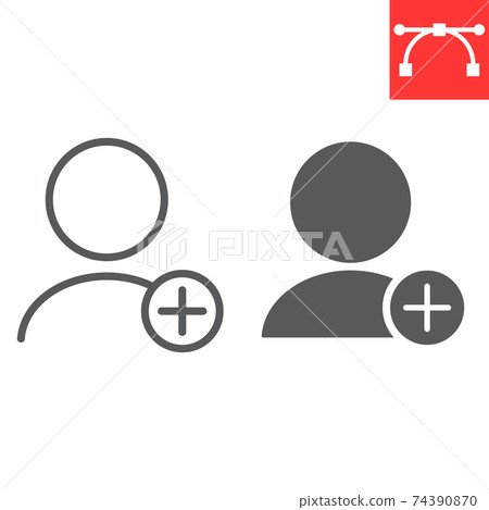 Add new user line and glyph icon, ui and... - Stock Illustration ...