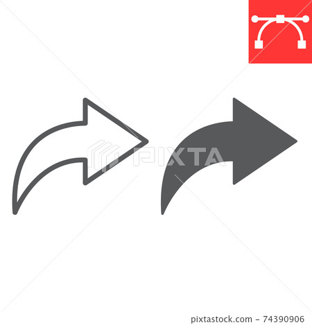 Go forward line and glyph icon, ui and button,... - Stock Illustration ...