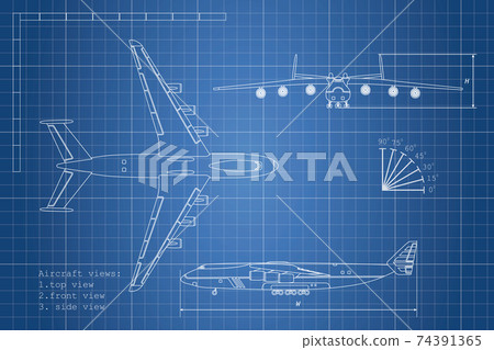 Outline drawing plane on blue background.... - Stock Illustration ...