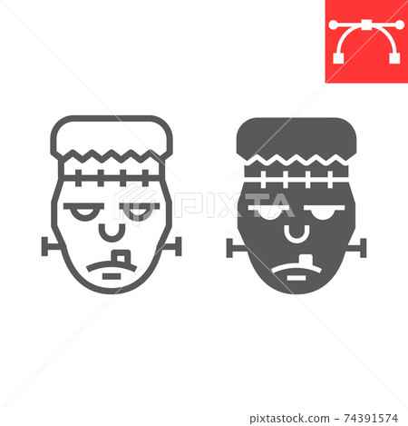Frankenstein line and glyph icon, halloween and... - Stock Illustration ...