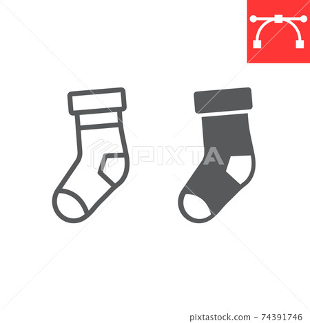 Christmas stocking line and glyph icon, merry... - Stock Illustration ...